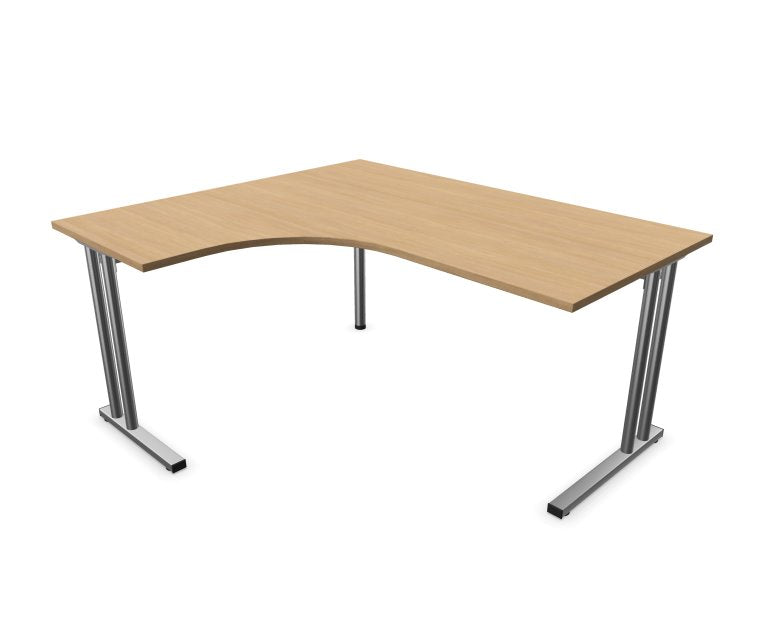 E10 Freiformtisch C-Fuß-Gestell mit Stahltraverse, 60/80 cm Tief, Eich